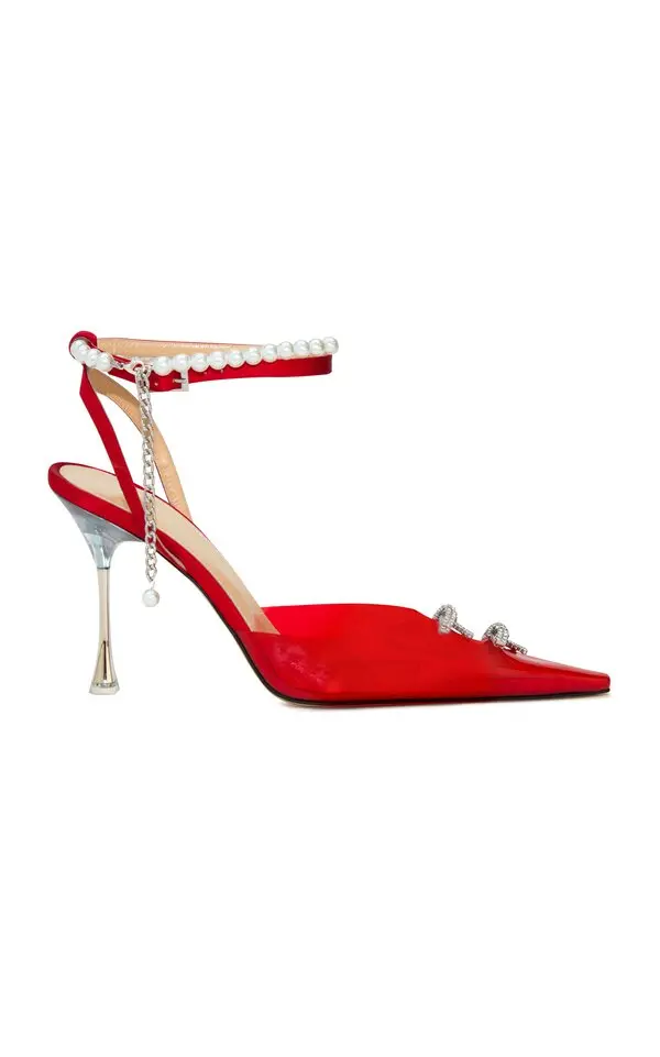 Mach & Mach Matilda Mini Bow Embellished Pumps - Red