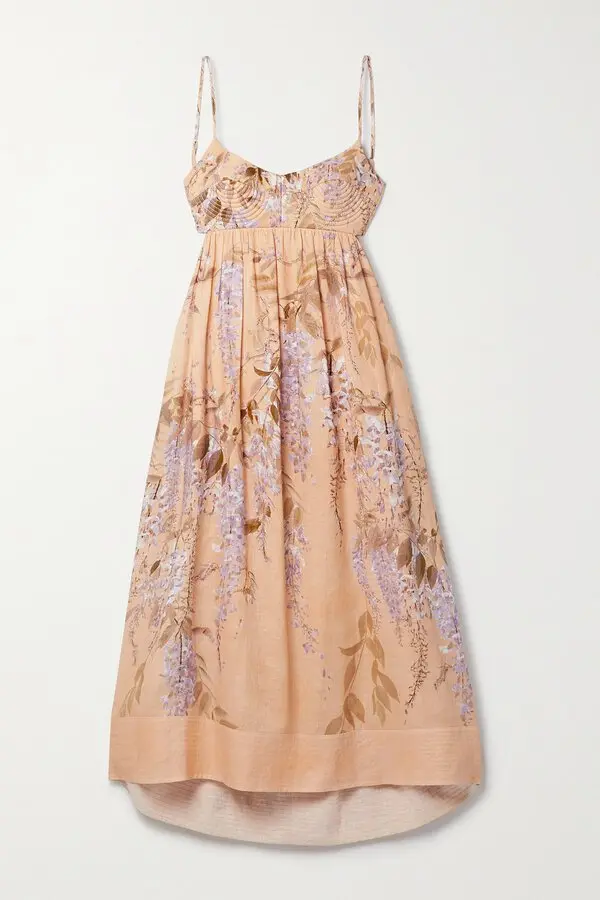 knee length dresses for ladies Zimmermann Rebellion Tuck Scarf Linen Midi Dress