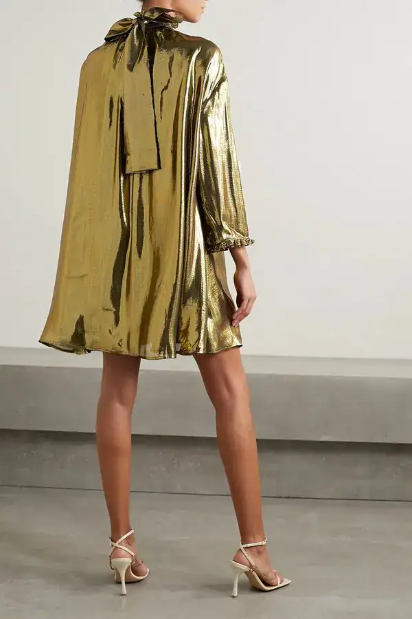 gold lame mini dress The LILY Mini Dress in Gold  Knitted from gold lam yarn, with detachable  shimmering lurex slip dress. Available at www.astaresort.com #ASTARESORT