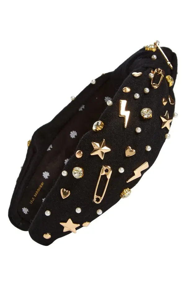 Lele Sadoughi Black and Gold Knotted Headband Lele Sadoughi Black Velvet Crystal Knotted Headband NWOT | eBay main image 3