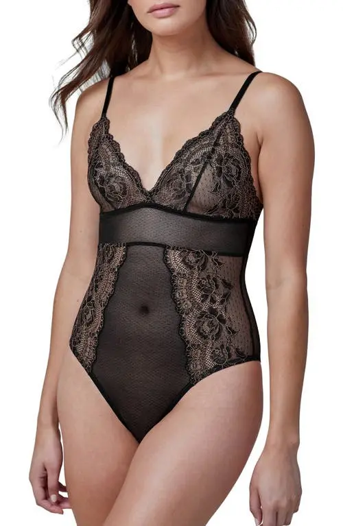 SKARLETT BLUE Unveil Lace Teddy - Black/gleam