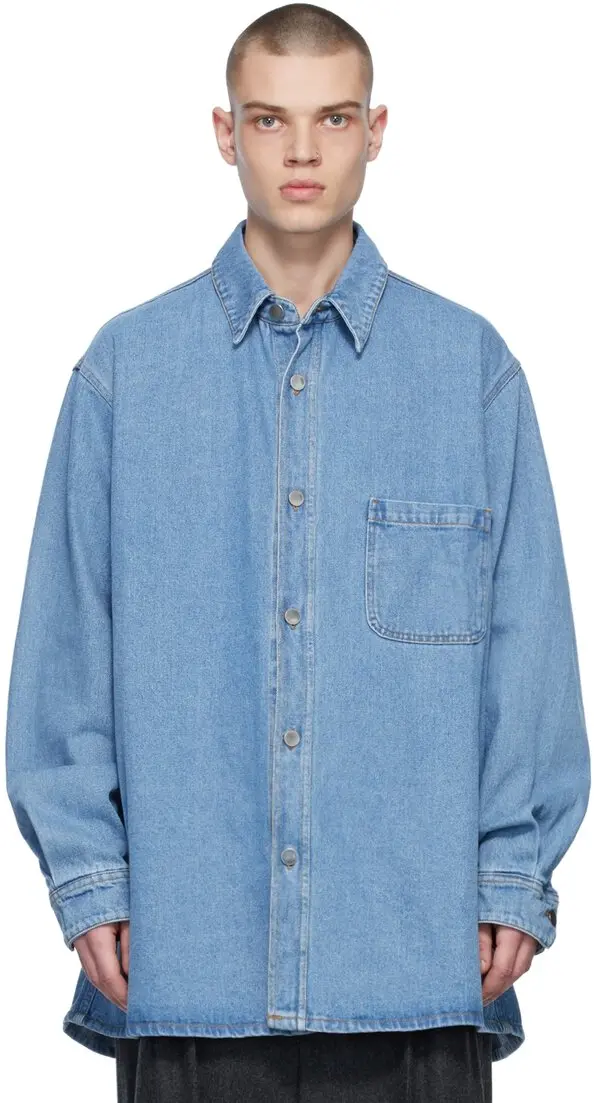 Hed Mayner Denim Shirt In Blue - 26% Off | Editorialist