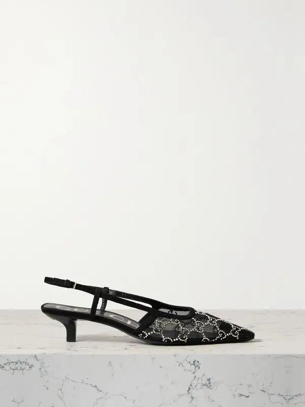 Gucci Demi Crystal-embellished Slingback Pumps