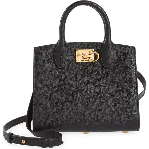 FERRAGAMO Studio Box Mini Top-handle Bag - Nero/bonbon