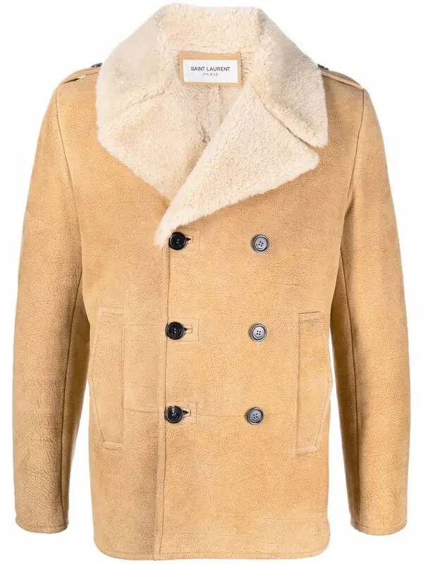 Saint Laurent Double-breasted Shearling Pea Coat