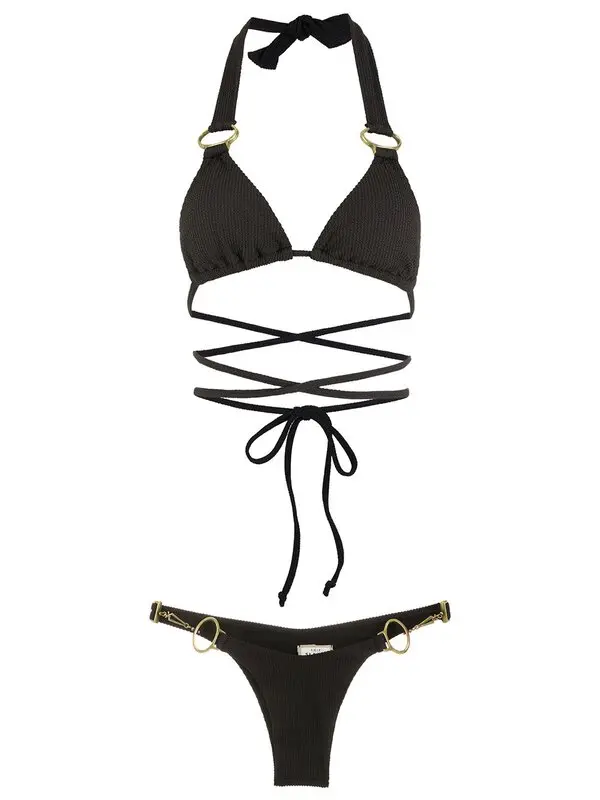 AMIR SLAMA Ribbed Tie Around Bikini
