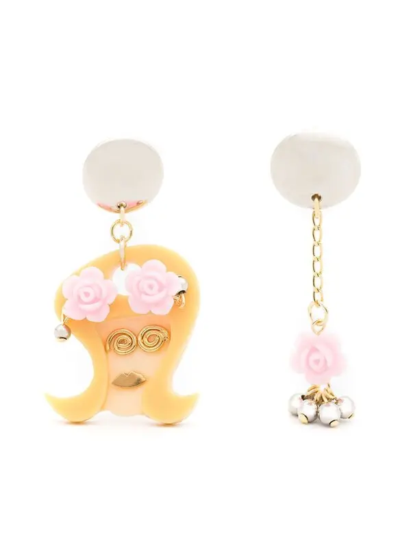 AMIR SLAMA Floral-appliqué Asymmetric Earrings