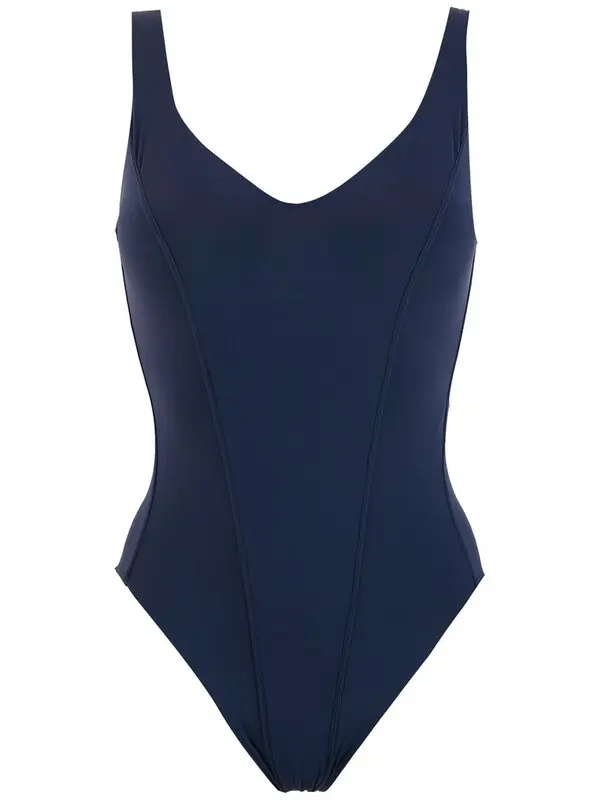 AMIR SLAMA V-neck Open-back One-piece Swimsuit - Blue