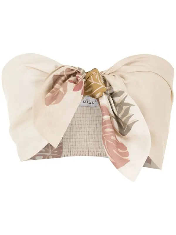 AMIR SLAMA Palm Leaf Print Crop Top