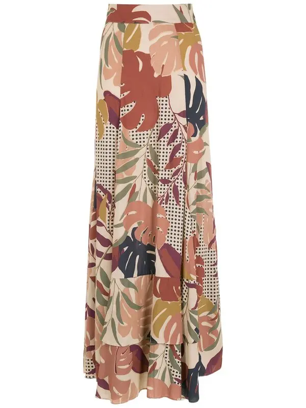 AMIR SLAMA Palm Leaf Print Maxi Skirt