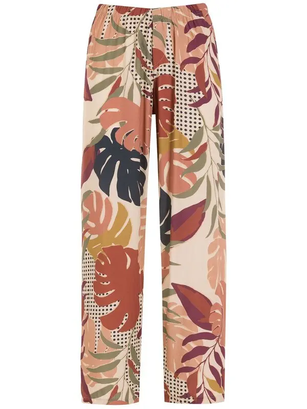 AMIR SLAMA Palm Leaf Print Trousers - Neutrals