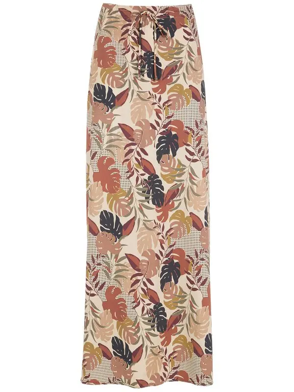 AMIR SLAMA Palm Leaf Print Maxi Skirt