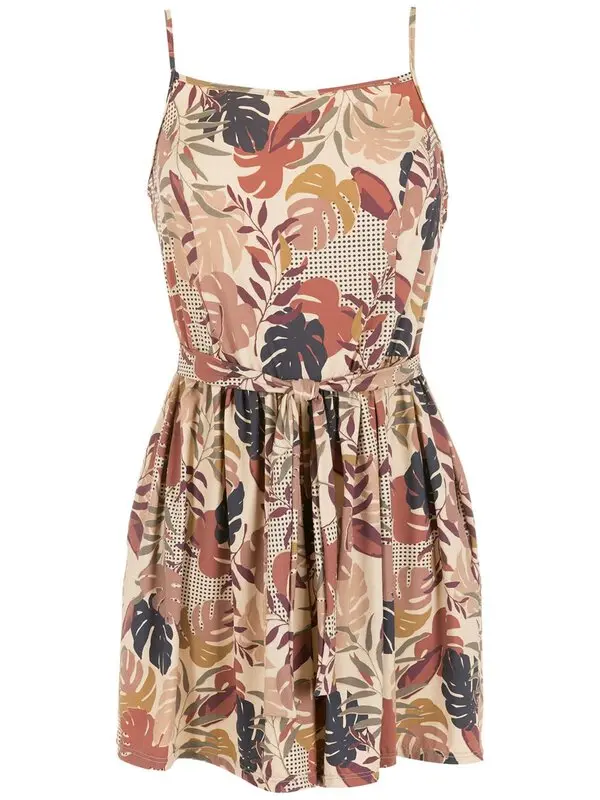 AMIR SLAMA Palm Leaf Print Playsuit - Neutrals
