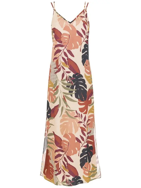 AMIR SLAMA Palm Leaf Print Maxi Dress