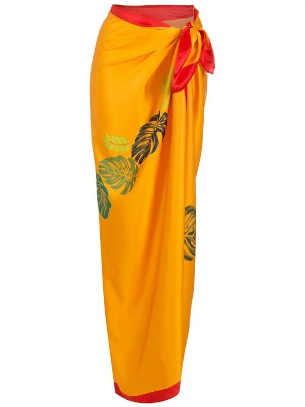 AMIR SLAMA Palm Leaf Print Pareo - Orange