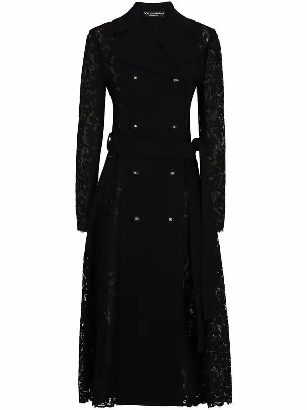 Dolce & Gabbana Cordonetto Lace Belted Coat