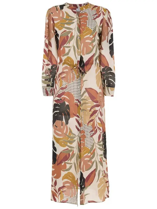 AMIR SLAMA Palm Leaf Print Maxi Dress