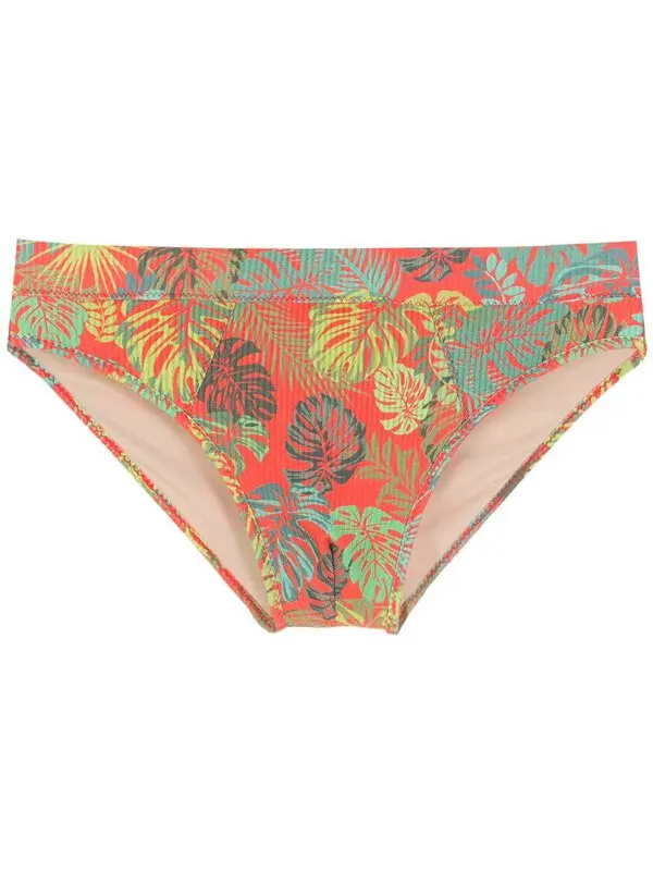 AMIR SLAMA Leaf Print Swim Briefs - Red
