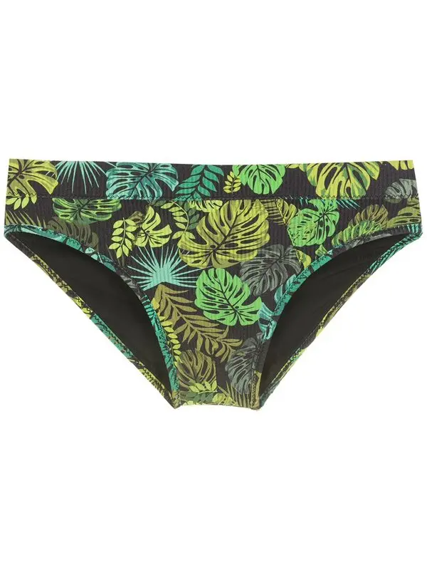 AMIR SLAMA Leaf Print Swim Briefs - Black