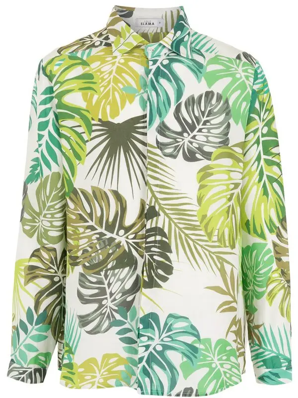 AMIR SLAMA Leaf Print Shirt - White