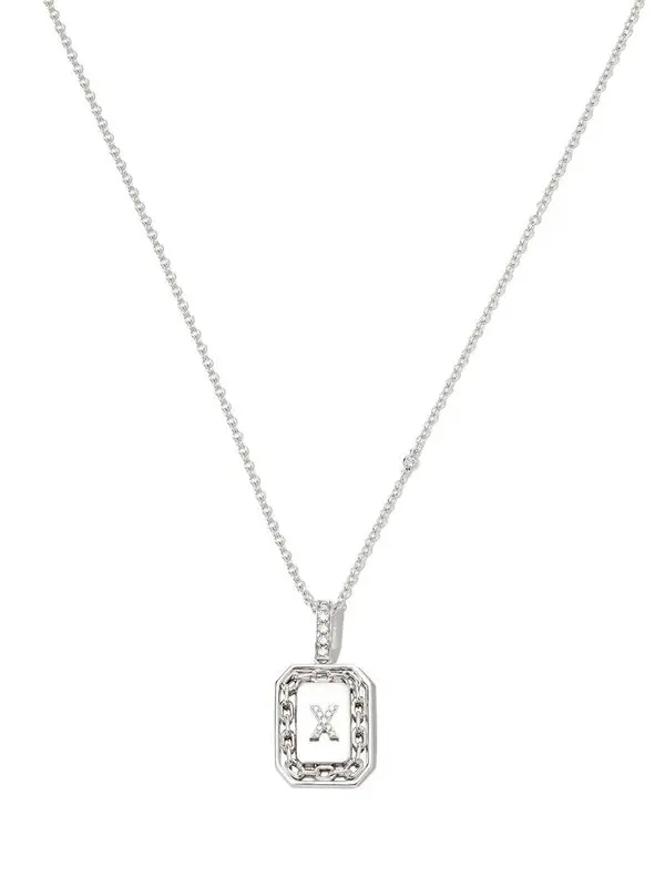Shay 18kt White Gold X-initial Diamond Pendant Necklace - Silver