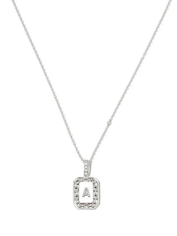 Shay 18kt White Gold A-initial Diamond Necklace - Silver