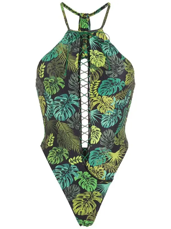 AMIR SLAMA Tropical Print One-piece Swimsuit