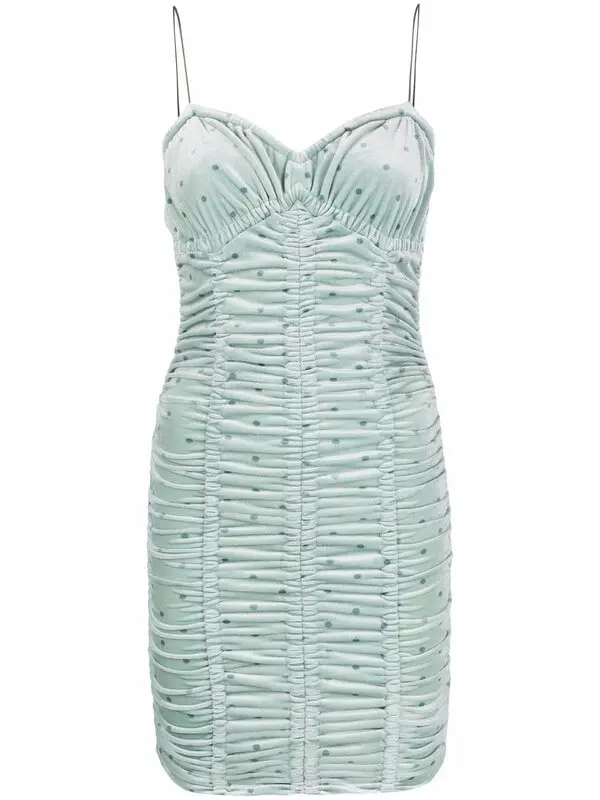 Remain Birger Christensen Ruched Polka-dot Velvet Dress