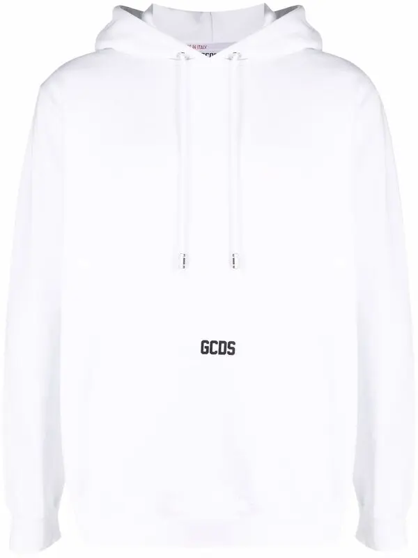 Gcds Logo-print Cotton Hoodie - White