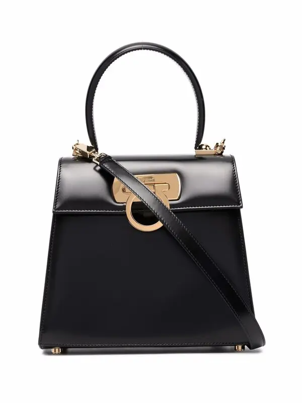 FERRAGAMO Gancini Leather Tote - Black