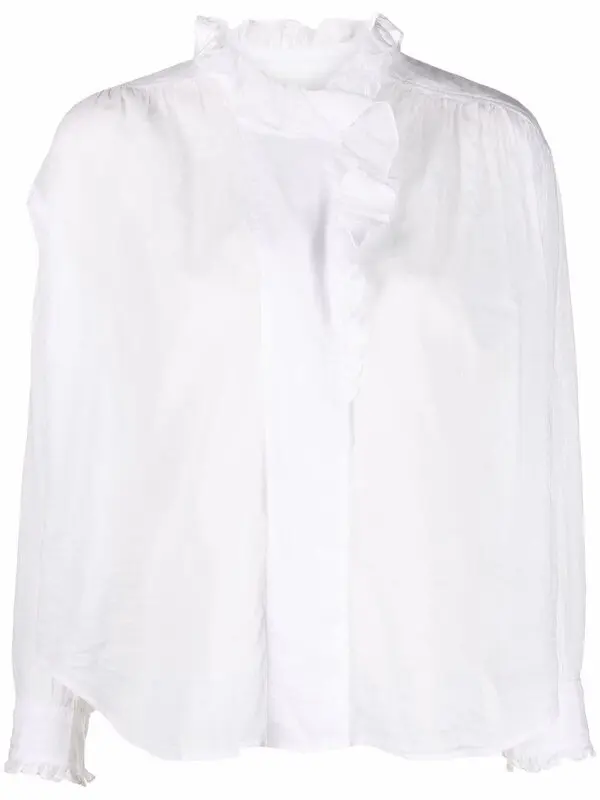 MARANT ETOILE Ruffled High-neck Blouse - White