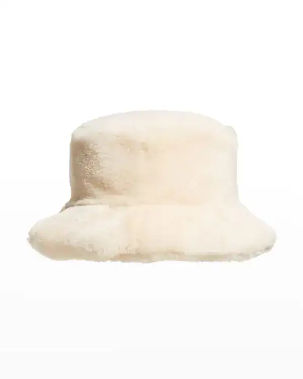 Surell Shearling Bucket Hat - Black | Editorialist