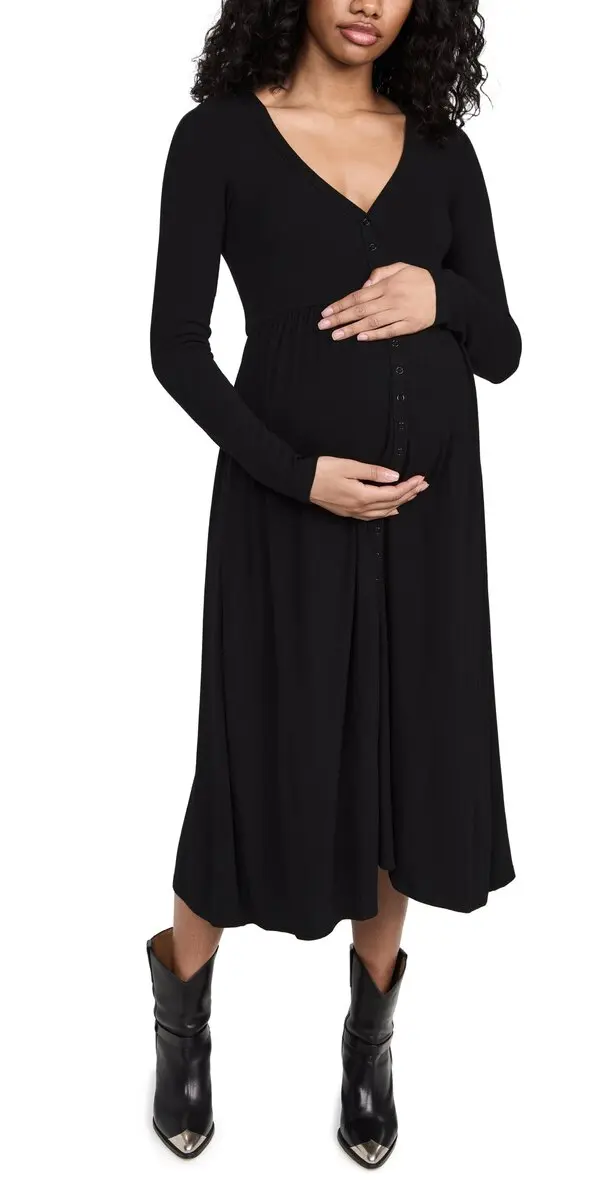 Hatch The Softest Rib Nursing Dress - Black