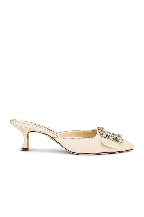 Manolo Blahnik Maysale 50 Mule - Light Cream