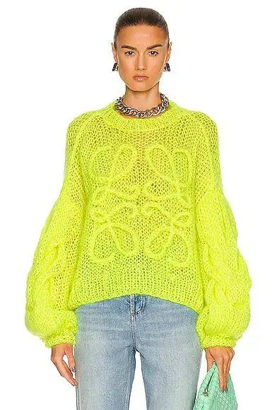 Loewe Anagram Mohair Sweater In Fuchsia Neon Yellow Editorialist