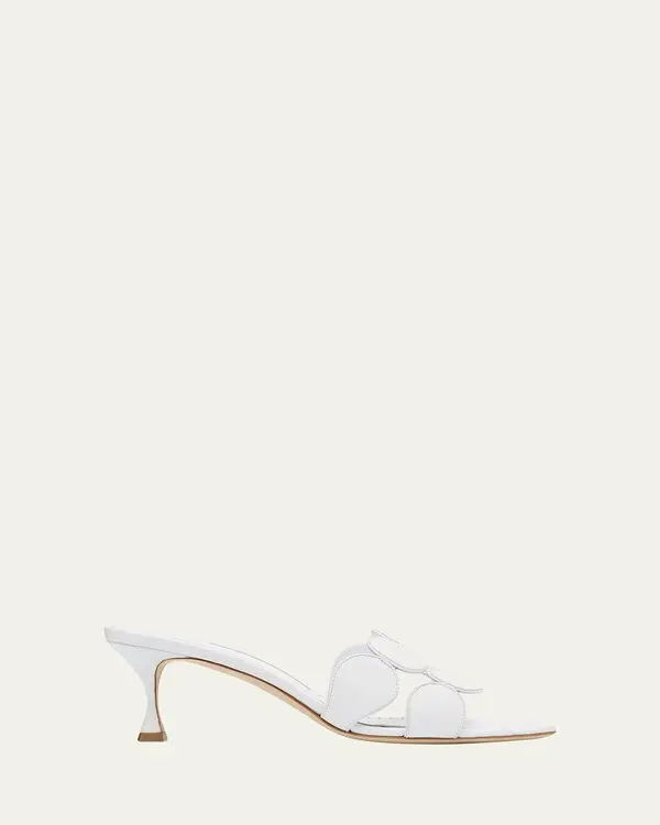 Manolo Blahnik Haribalmu Leather Slide Sandals - White