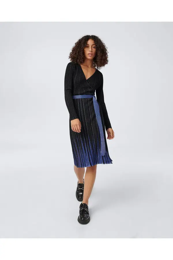 Diane Von Furstenberg Denver Knit Wrap Dress In Black - 50% Off |  Editorialist