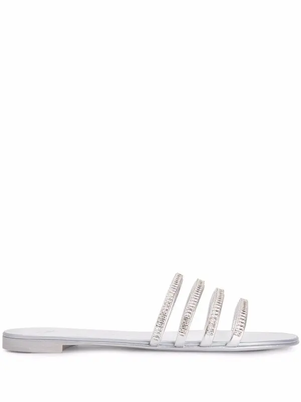 GIUSEPPE ZANOTTI Iride Crystal-embellished Slides - Silver