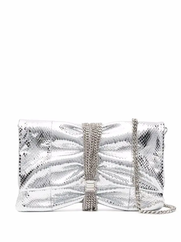 JIMMY CHOO Metallic-effect Leather Shoulder Bag - Silver | Editorialist