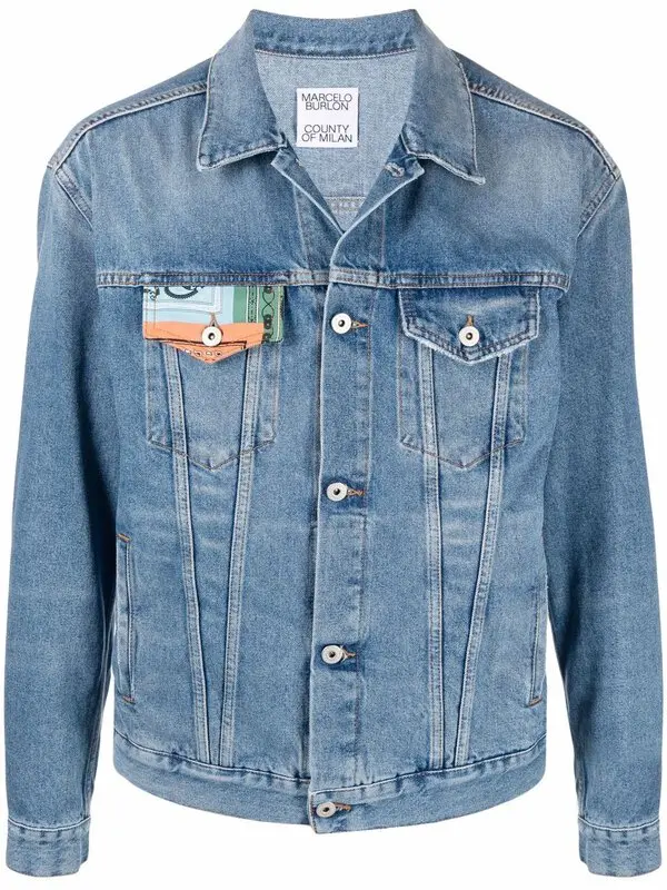 COUNTY OF MILAN Marcelo Burlon Bandana-print Denim Jacket