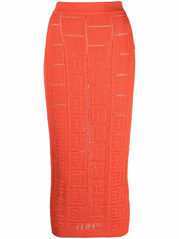 Balmain Perforated Monogram Skirt