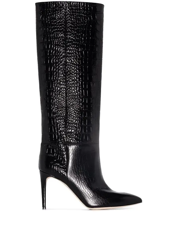 Paris Texas Crocodile-embossed Leather Boots