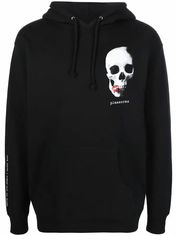 PLEASURES Skull-print Long-sleeved Hoodie