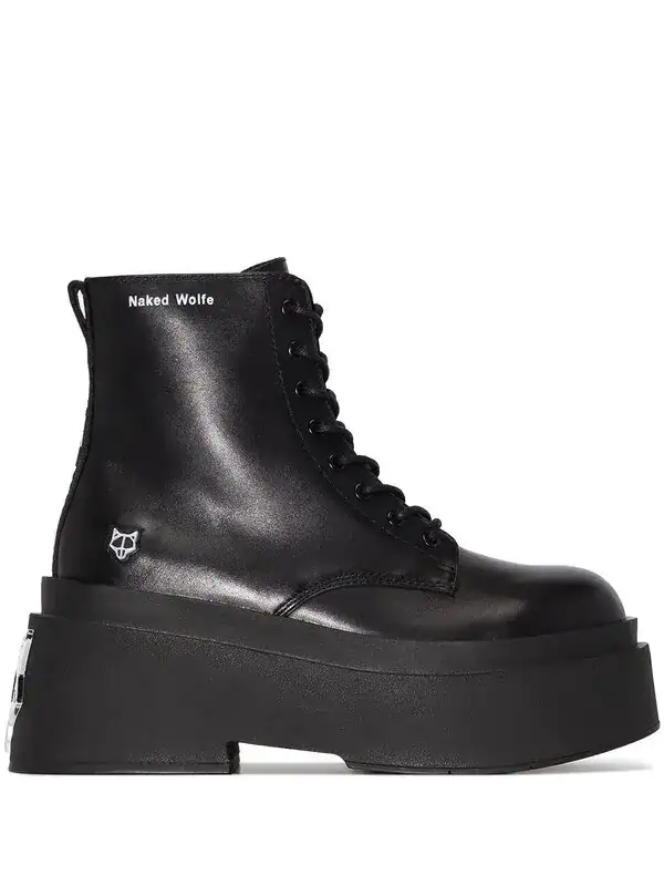 Naked Wolfe Saturn 160mm Platform Lace-Up Boots In Black - 21% Off