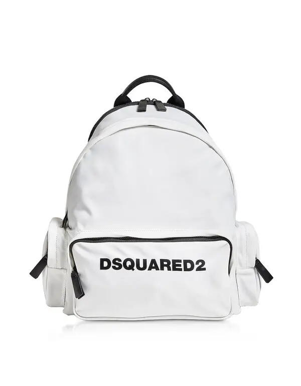 Dsquared2 Signature Nylon Backpack - White | Editorialist