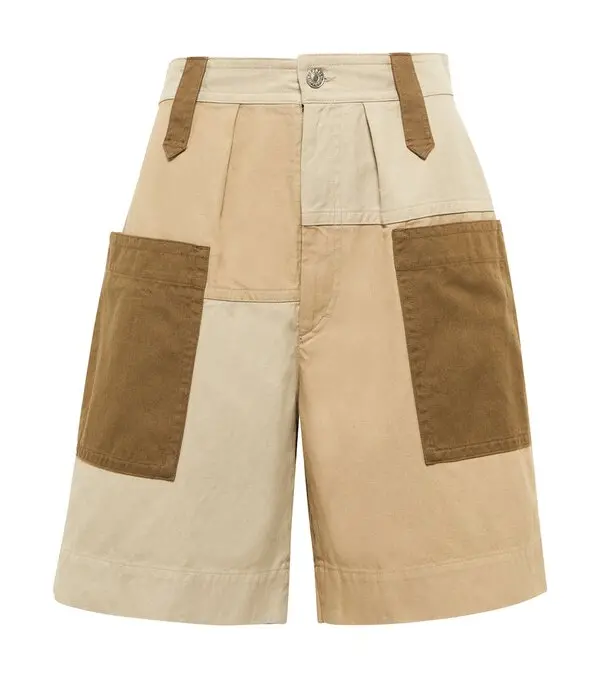 MARANT ETOILE Kalerna Colorblocked Cotton And Linen Shorts - Beige