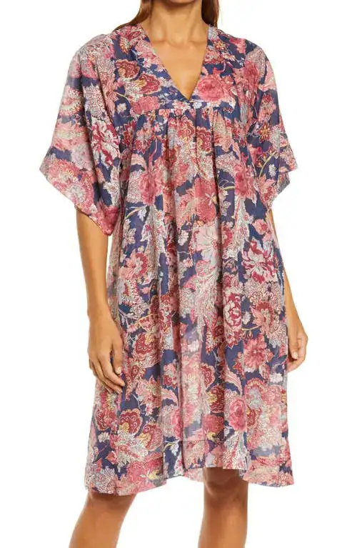 Papinelle Cotton Silk Caftan Nightie In Pink 25% Off