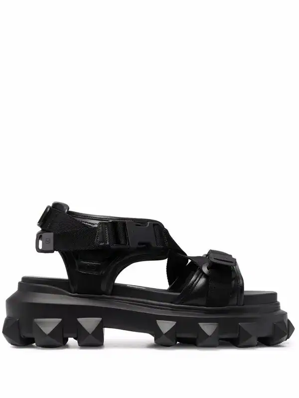 Valentino Garavani Black Chunky Sandals Valentino Garavani Rockstud Leather 60mm City Sandals  main image 4