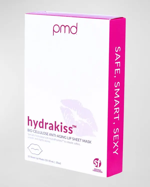 Pmd Hydrakiss Bio-cellulose Anti-aging Lip Sheet Masks, 10 Count