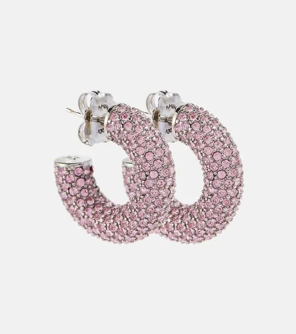 Amina Muaddi Cameron Small Embellished Earrings - Pink